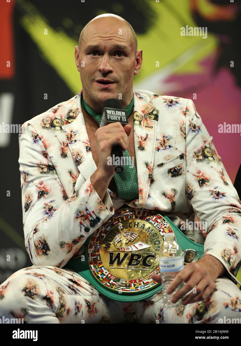 Tyson Fury during the post-fight press conference at the MGM Grand, Las ...