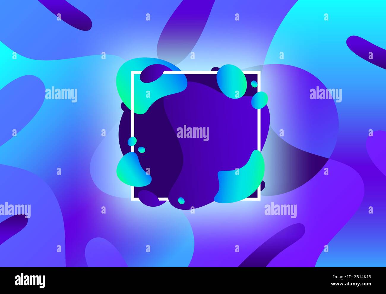 Liquid shape frame. Fluid colorful blue and cyan shapes modern abstract ...