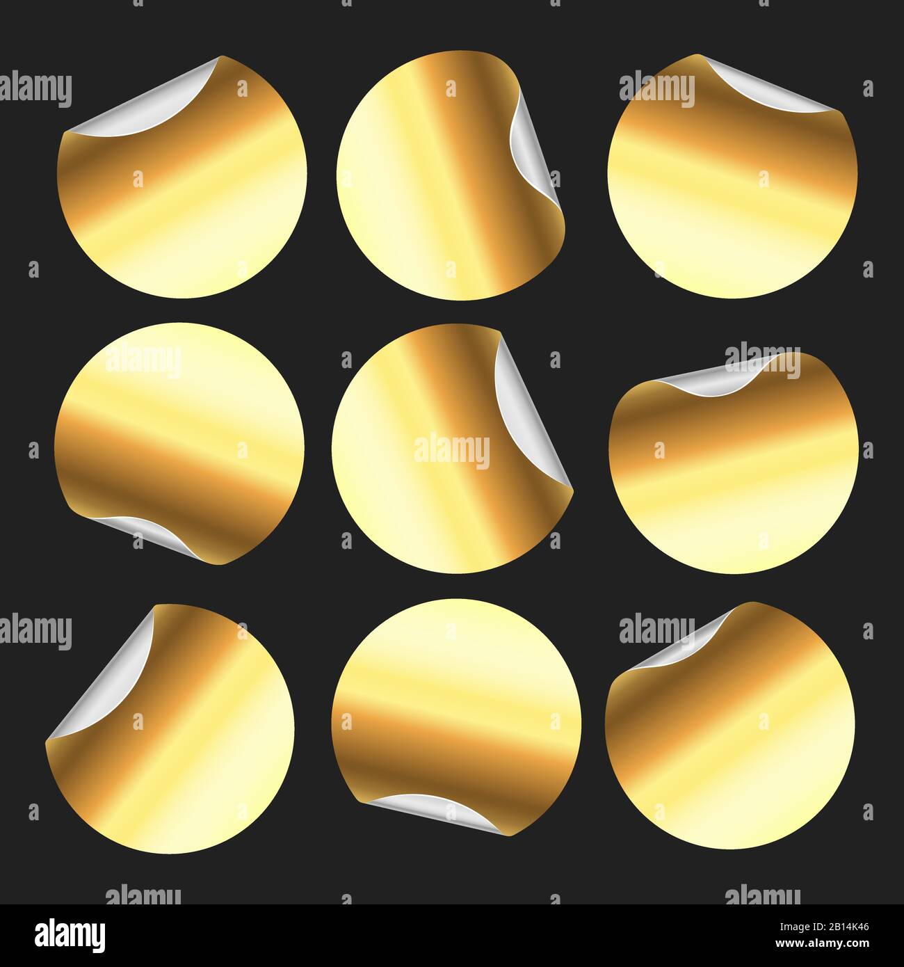 Golden round sticker. Circle stickers, gold circular label badge and ...