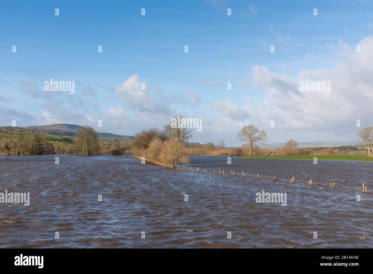 Flooded fields by Middleham bridge in North Yorkshire Stock Photo - Alamy