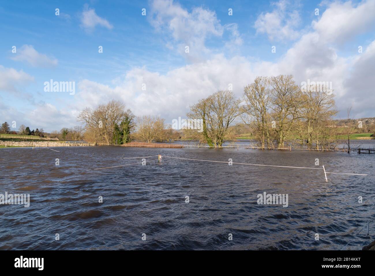 Flooded fields by Middleham bridge in North Yorkshire Stock Photo - Alamy