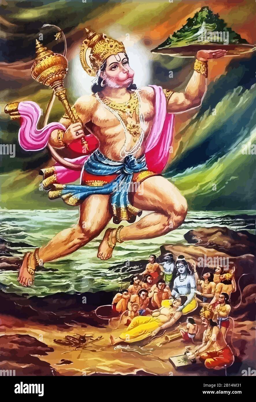 hanuman indian holy god monkey ape jayanti illustration Stock Photo - Alamy