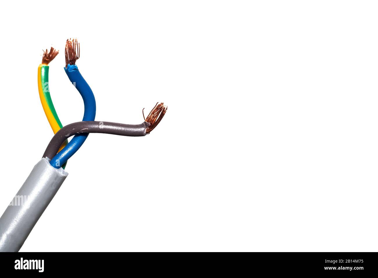 The bare end of the wire isolated on a white background Stock Photo - Alamy