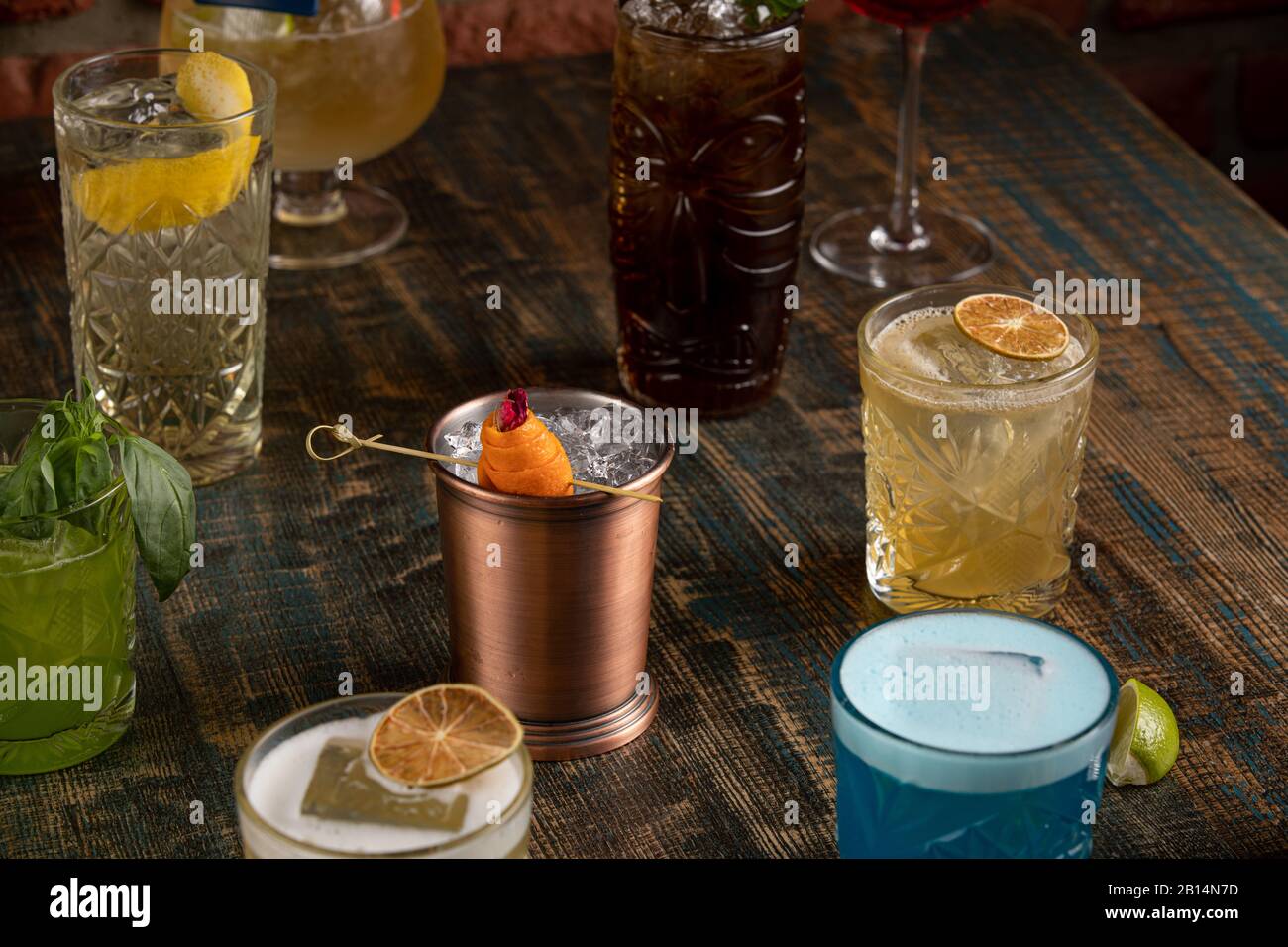 Many different multi-colored cocktails with different colors Stock ...