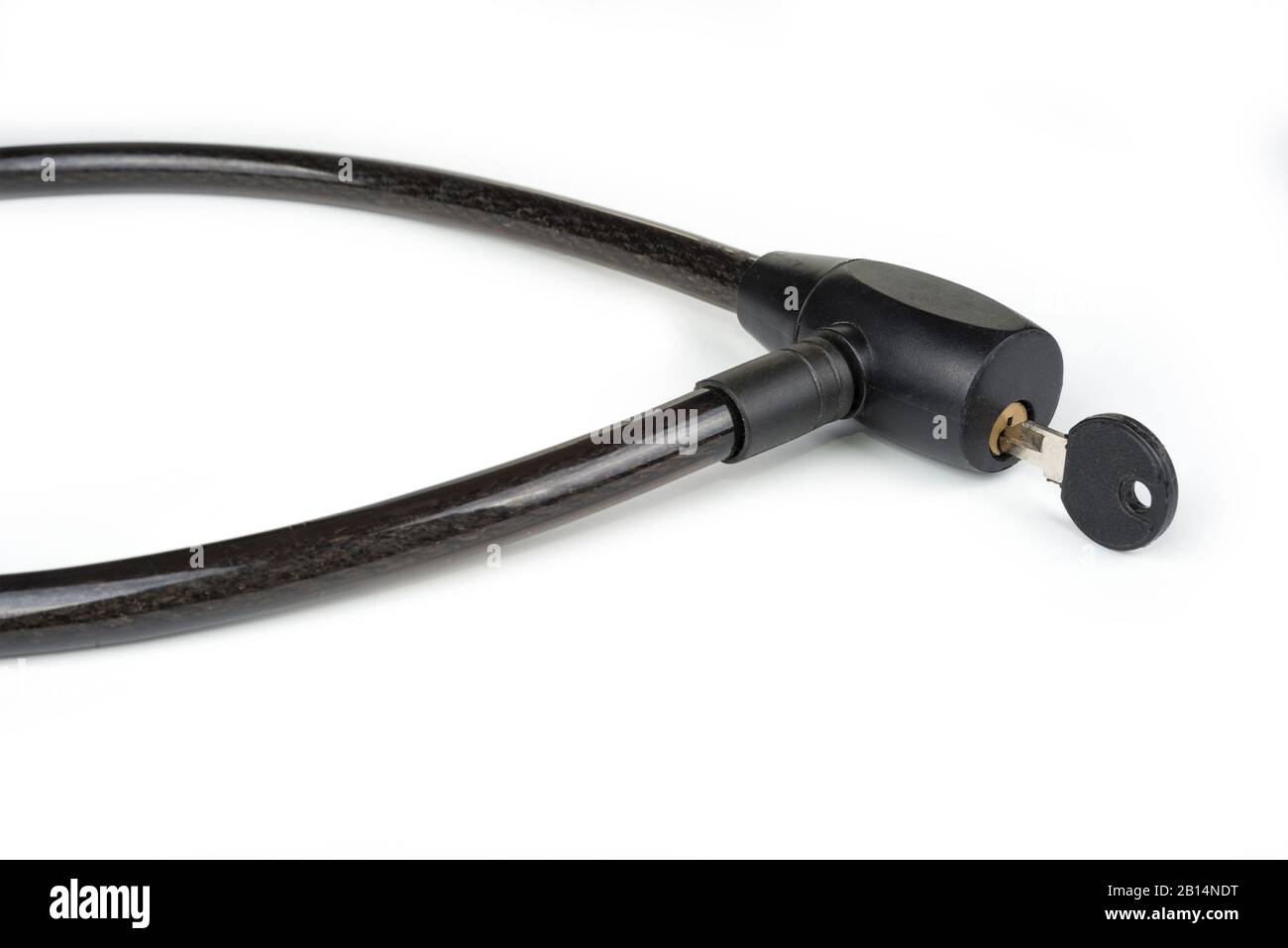 Bicycle lock with a key on a white background. Safety concept Stock ...