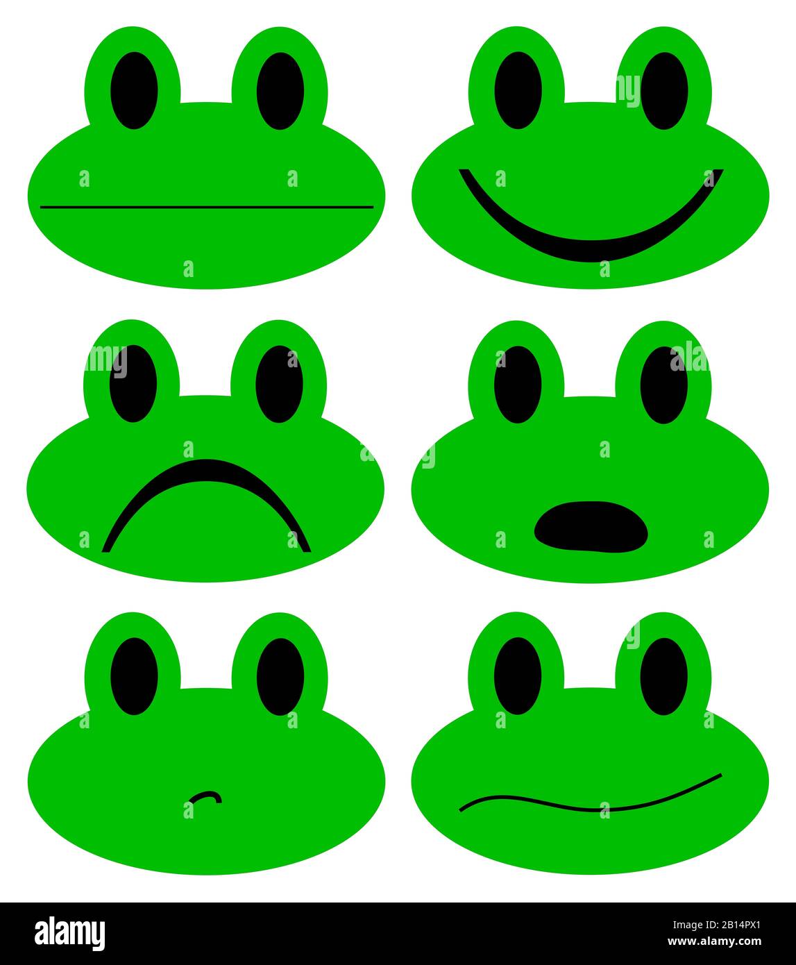 Six frogs, emojis with different moods Stock Photo - Alamy