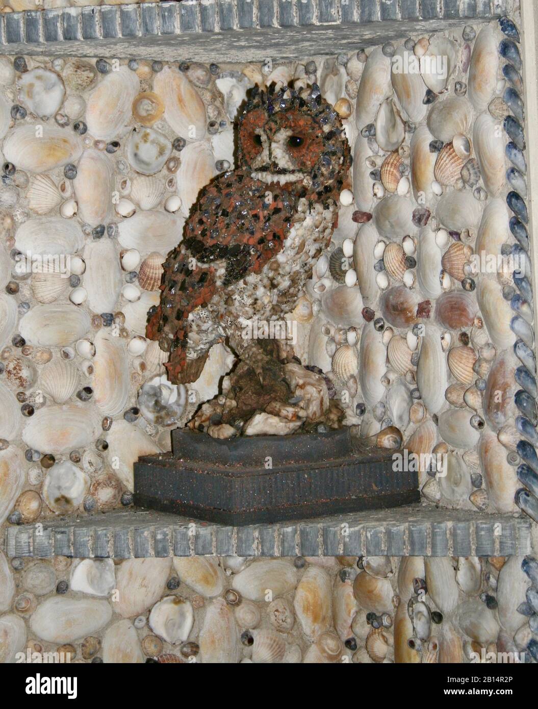 owl model in shell grotto, Cilwendeg, Boncath, Wales Stock Photo - Alamy