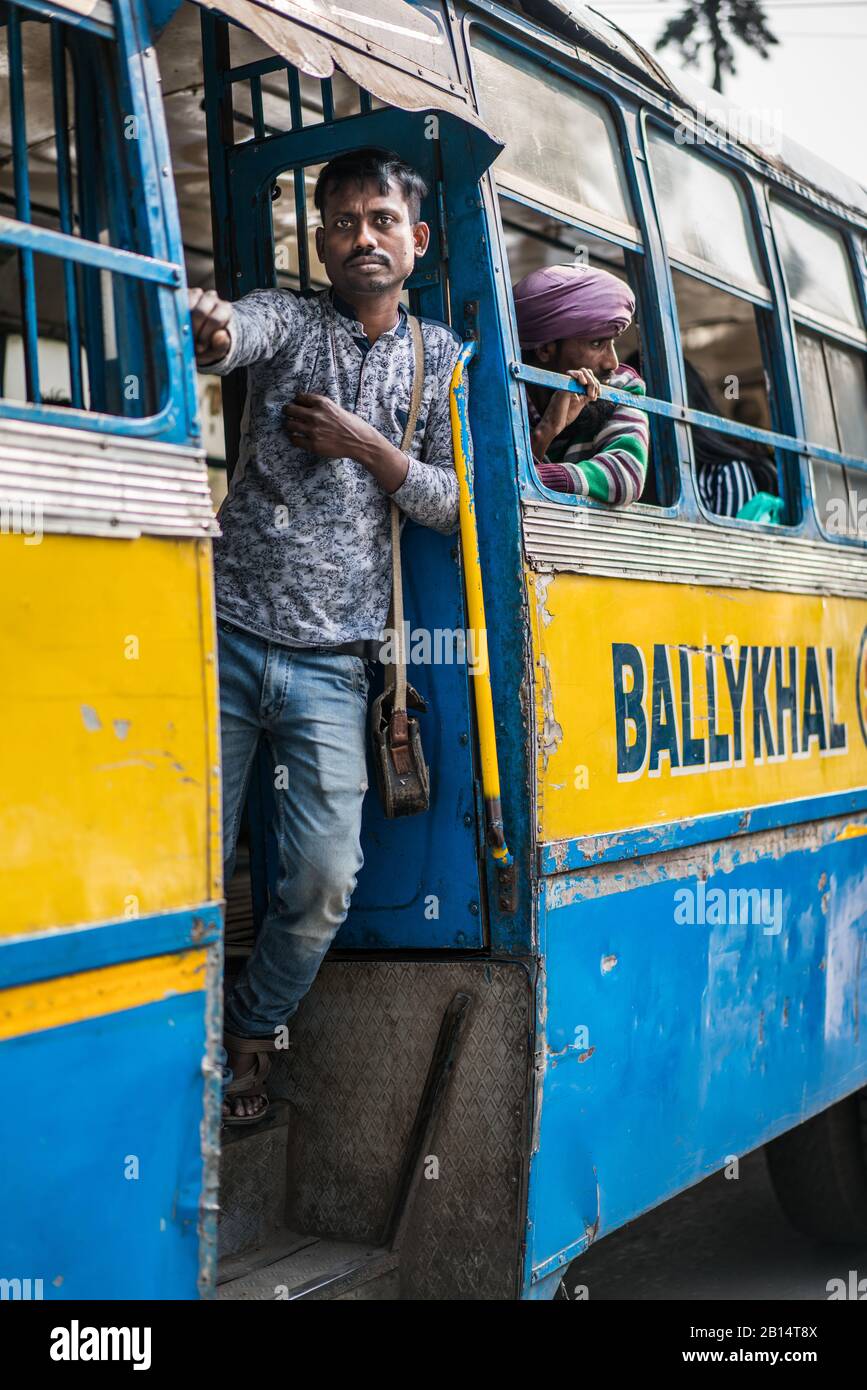 Local bus in the street of the Kolkata, India, Asia Stock Photo - Alamy