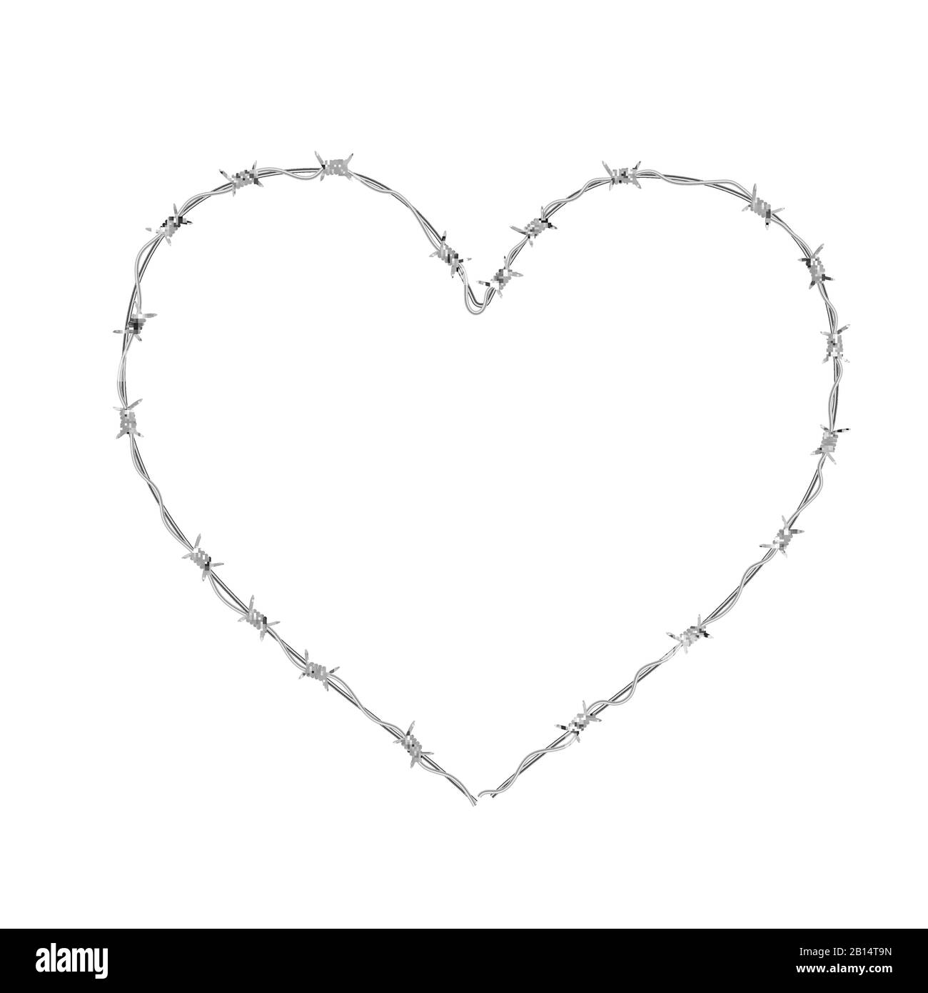 Heart shaped realistic glossy barbed wire on white Stock Vector Image ...