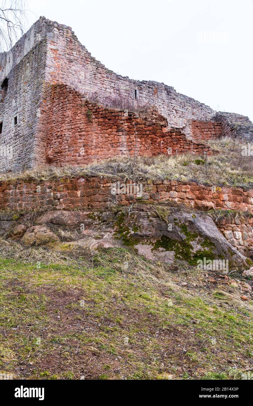Ruins medieval castle Pecka in east Bohemia under Krkonose mountains ...