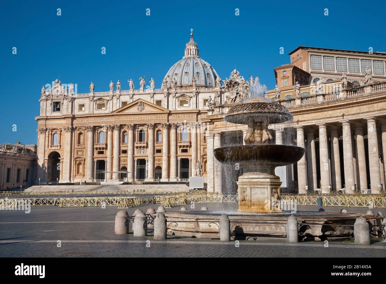 Rome st. Peter s basilica and colonnade with the fountain by Carlo ...