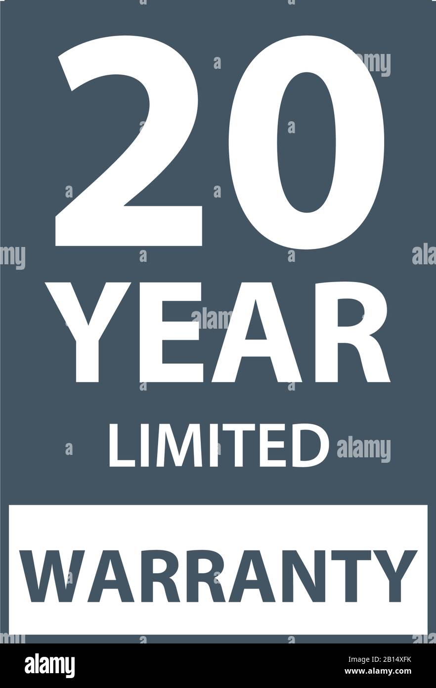 20 years limited warranty icon or label, certificate for customers ...