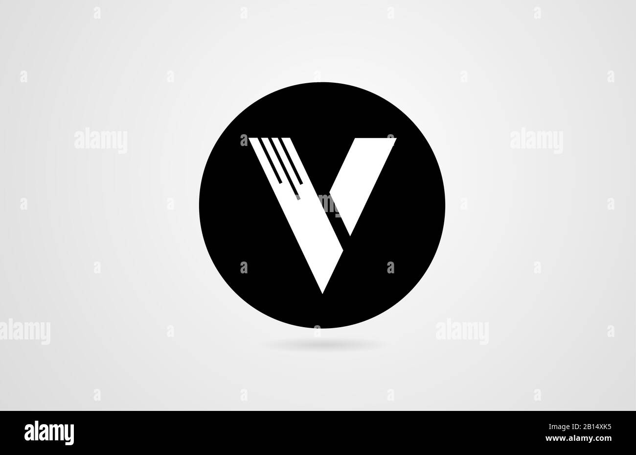 V white alphabet letter black circle company business logo icon design ...