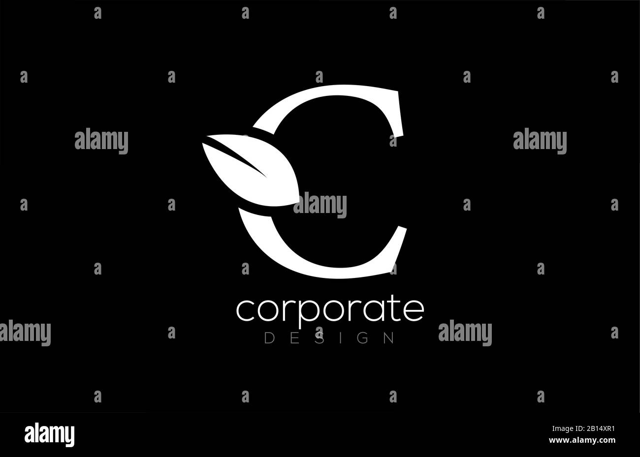 black and white C letter alphabet leaf logo icon design for company and ...