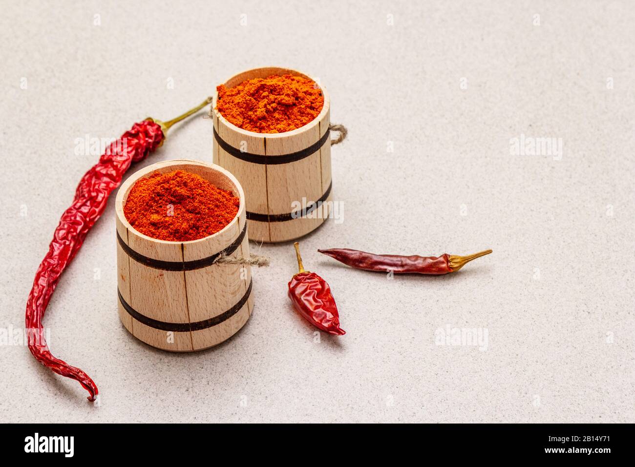 Magyar (Hungarian) red sweet and hot paprika powder. Traditional ...