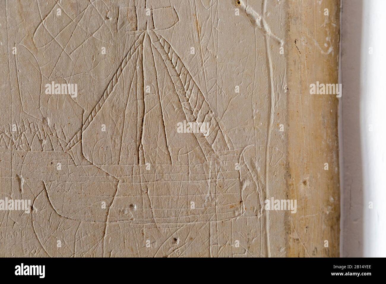 Village parish church Parham, Suffolk, England, UK ship carved graffiti ...