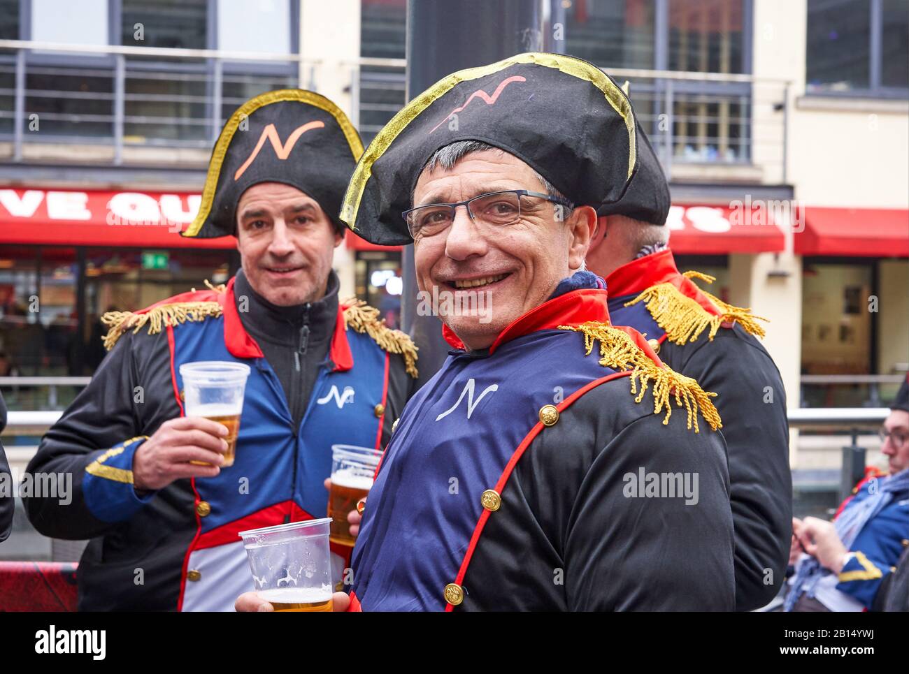 French rugby fans enjoying the pre-match build up in Cardiff, South ...