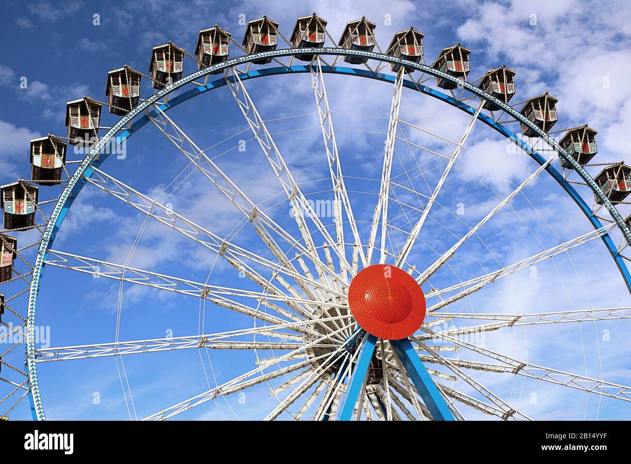 MUNICH, GERMANY - OCTOBER 1, 2019 Giant ferris wheel with Bavarian ...