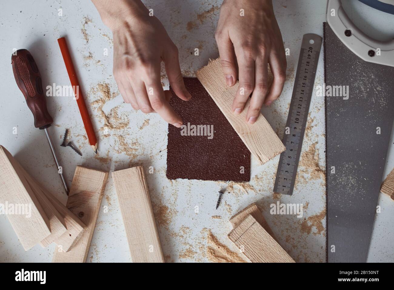 Sandpaper wooden furniture hi-res stock photography and images - Alamy