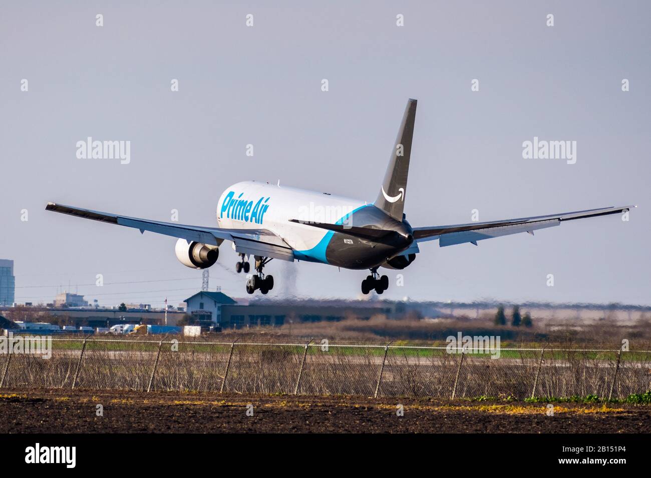Feb 17, 2020 Stockton / CA / USA - Amazon Air aircraft about to land ...