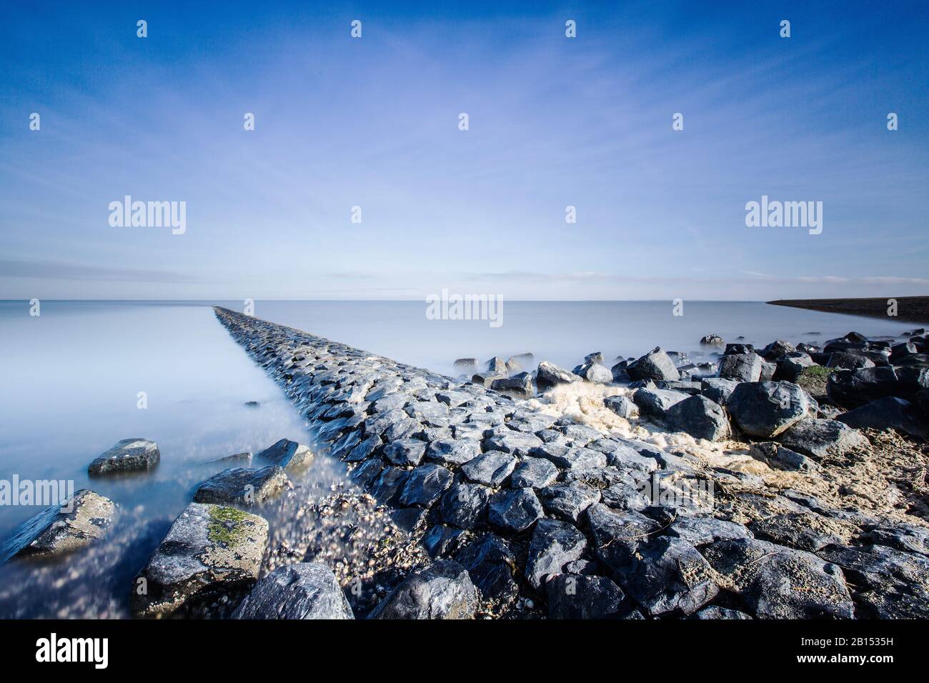 tidalflats Peazemerlannen with rock groyne, Netherlands, Frisia ...