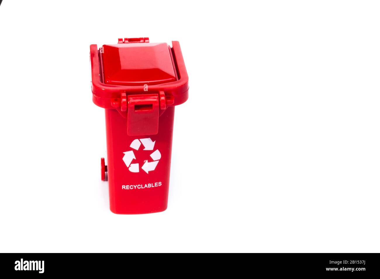 A red empty recycle bin on a white background with copy space Stock ...