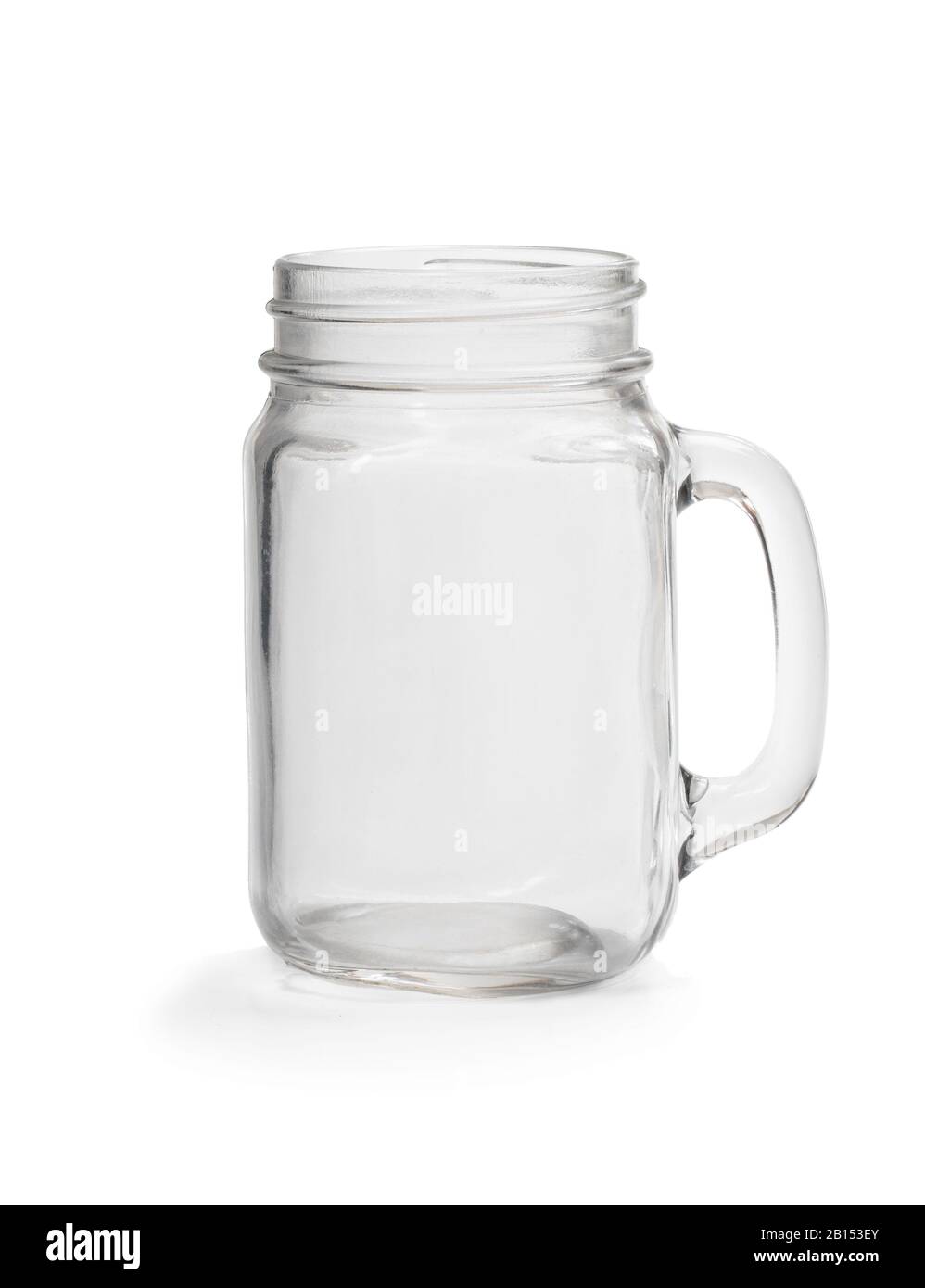 Empty glass jar with handle isolated on white Stock Photo - Alamy