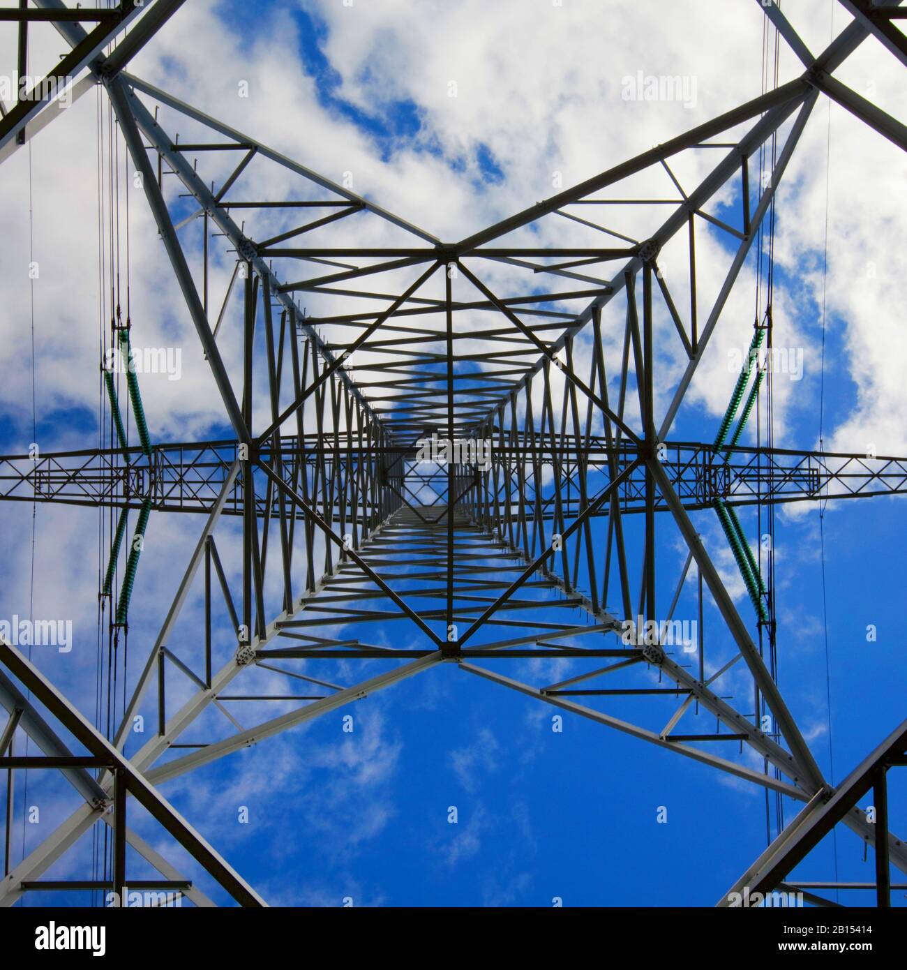 power pylon from below, Netherlands, Northern Netherlands Stock Photo ...