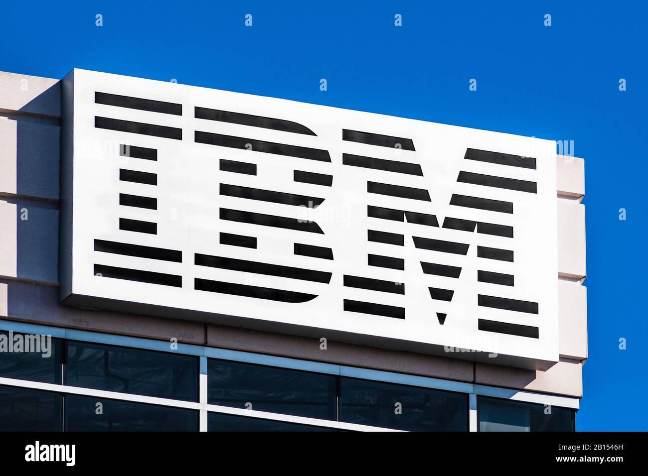Feb 19, 2020 Foster City / CA / USA - close up of IBM sign at their ...