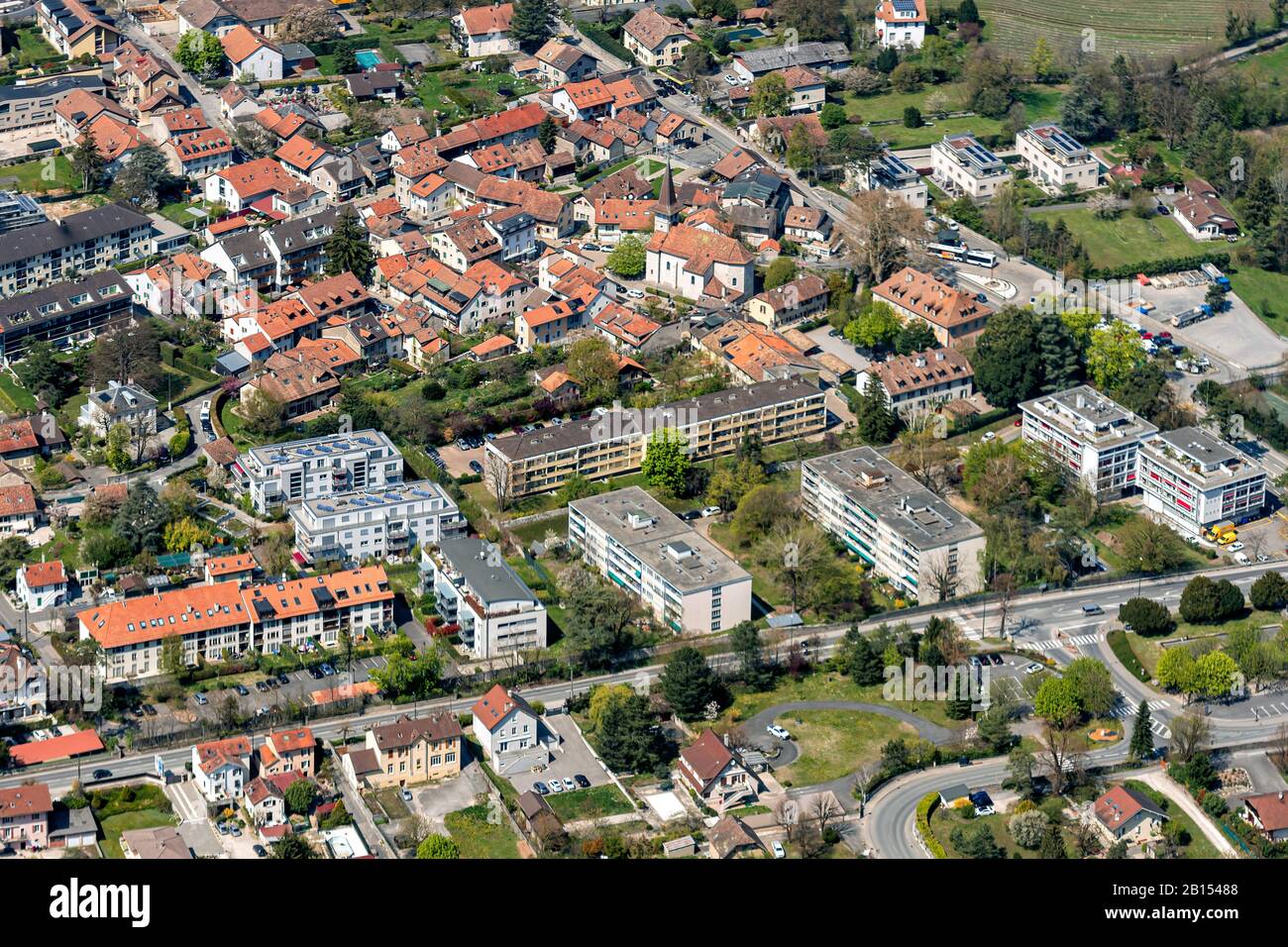 Geneva, Switzerland - April 14, 2019: View of Geneva and its suburbs ...