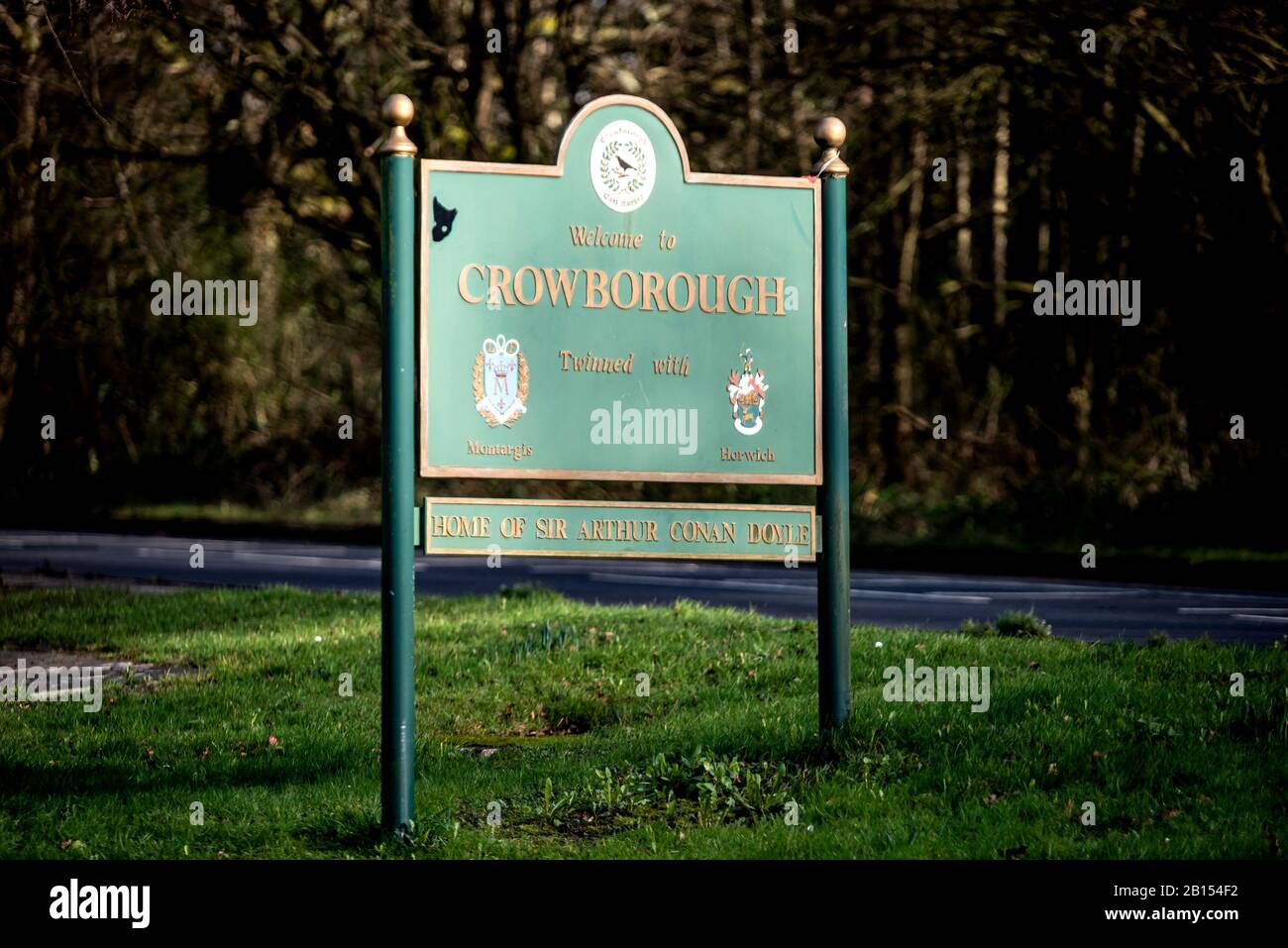 Signage on the road into Crowborough Stock Photo - Alamy