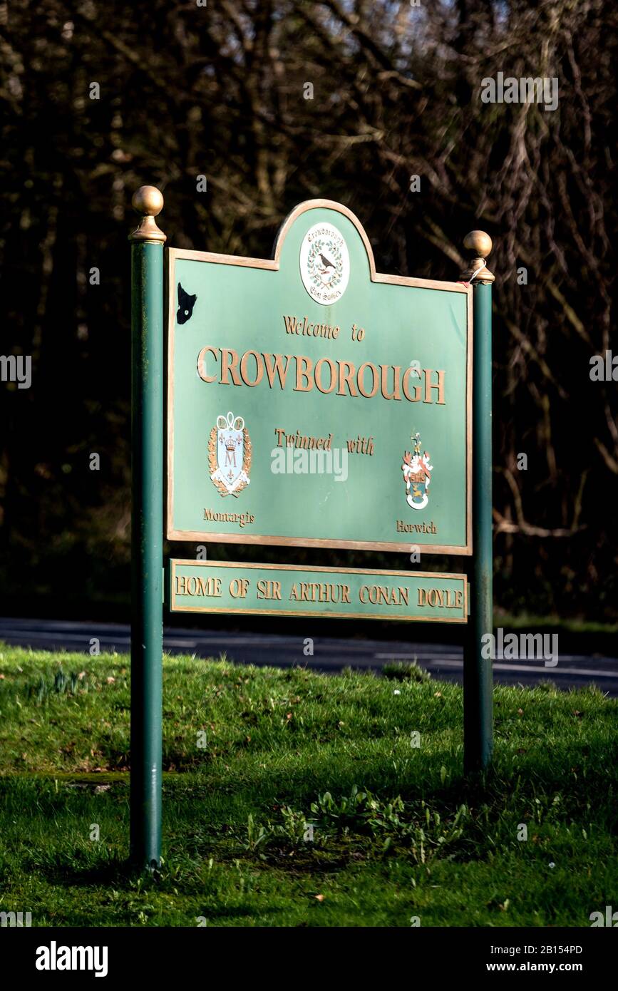 Signage on the road into Crowborough Stock Photo - Alamy