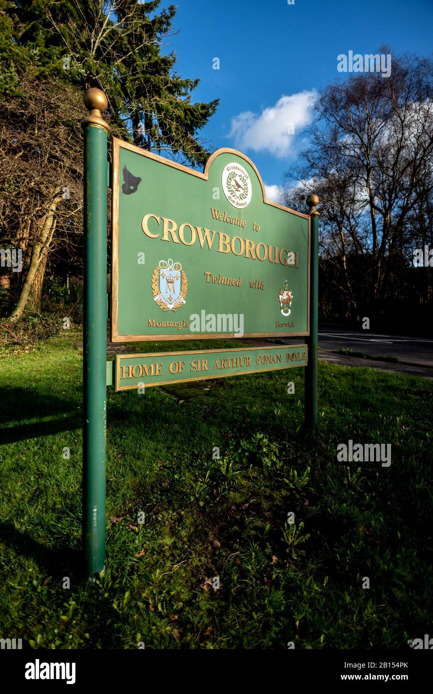 Signage on the road into Crowborough Stock Photo - Alamy