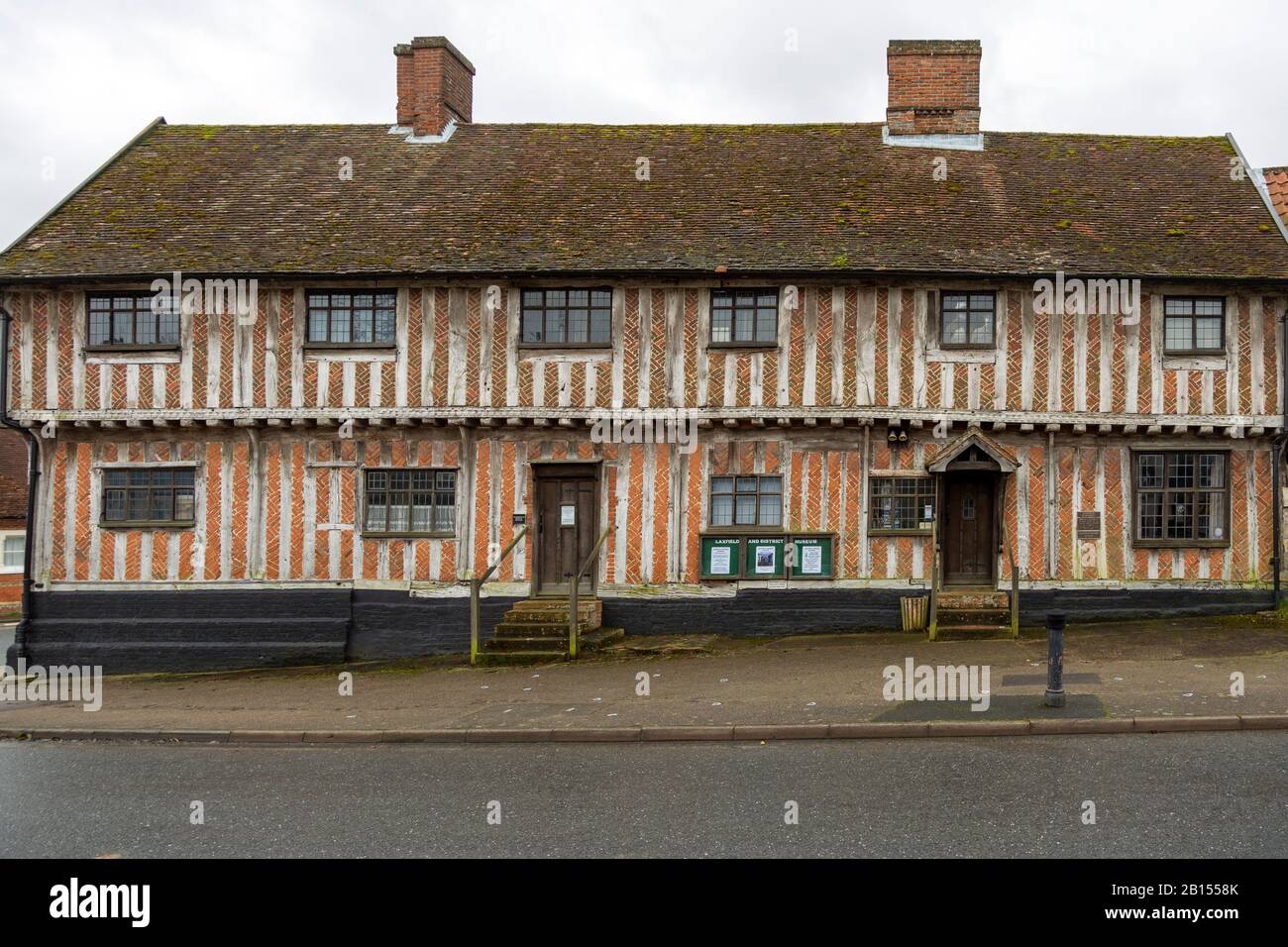 Museum in medieval half timbered historic building, Laxfield, Suffolk ...