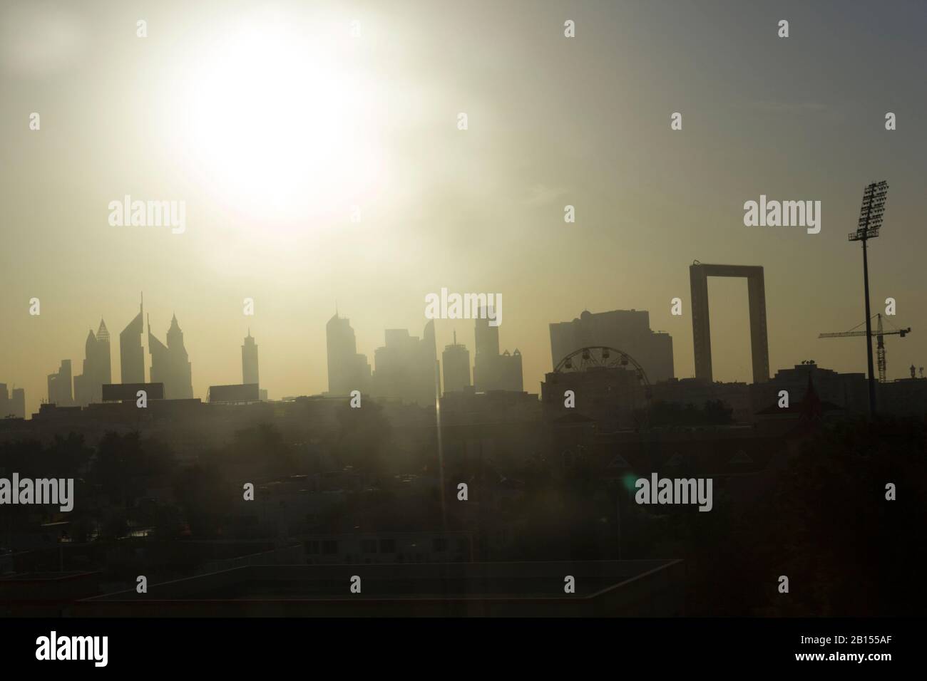 DUBAI, UAE - DECEMBER 30 2017: Dubai skyline at sunset time Stock Photo ...