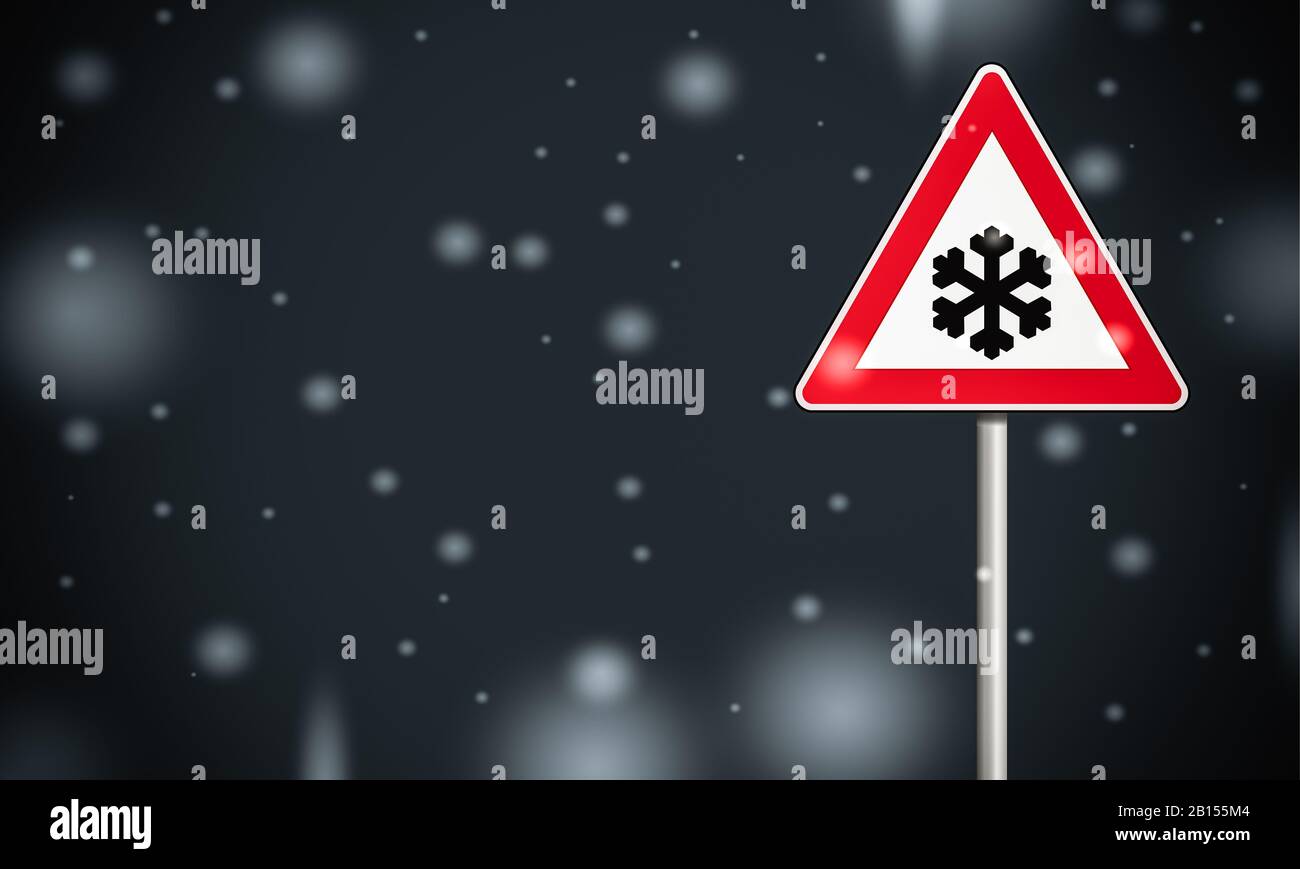 snow warning sign Stock Photo - Alamy