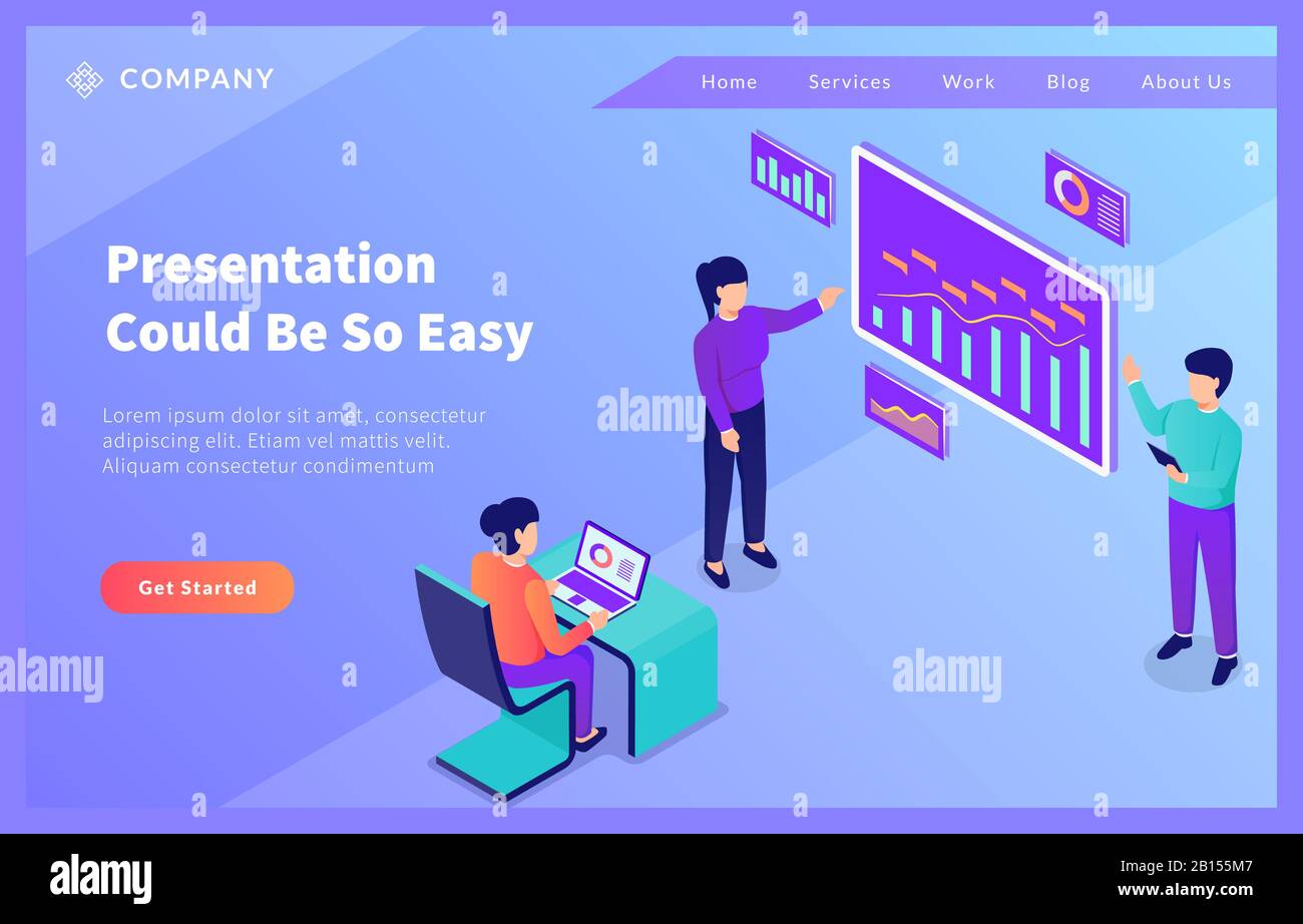 business presentation concept with man and woman data graph analysis ...
