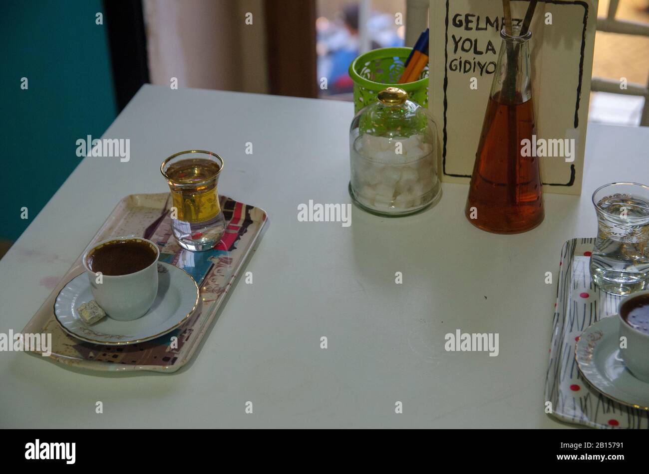 Turkish Coffee in Small Boutique Cafe Stock Photo - Alamy
