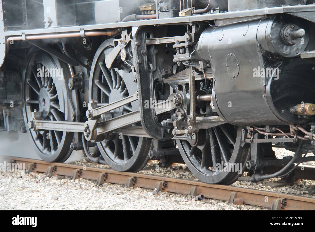 The Large Wheels of a Vintage Steam Train Engine Stock Photo - Alamy