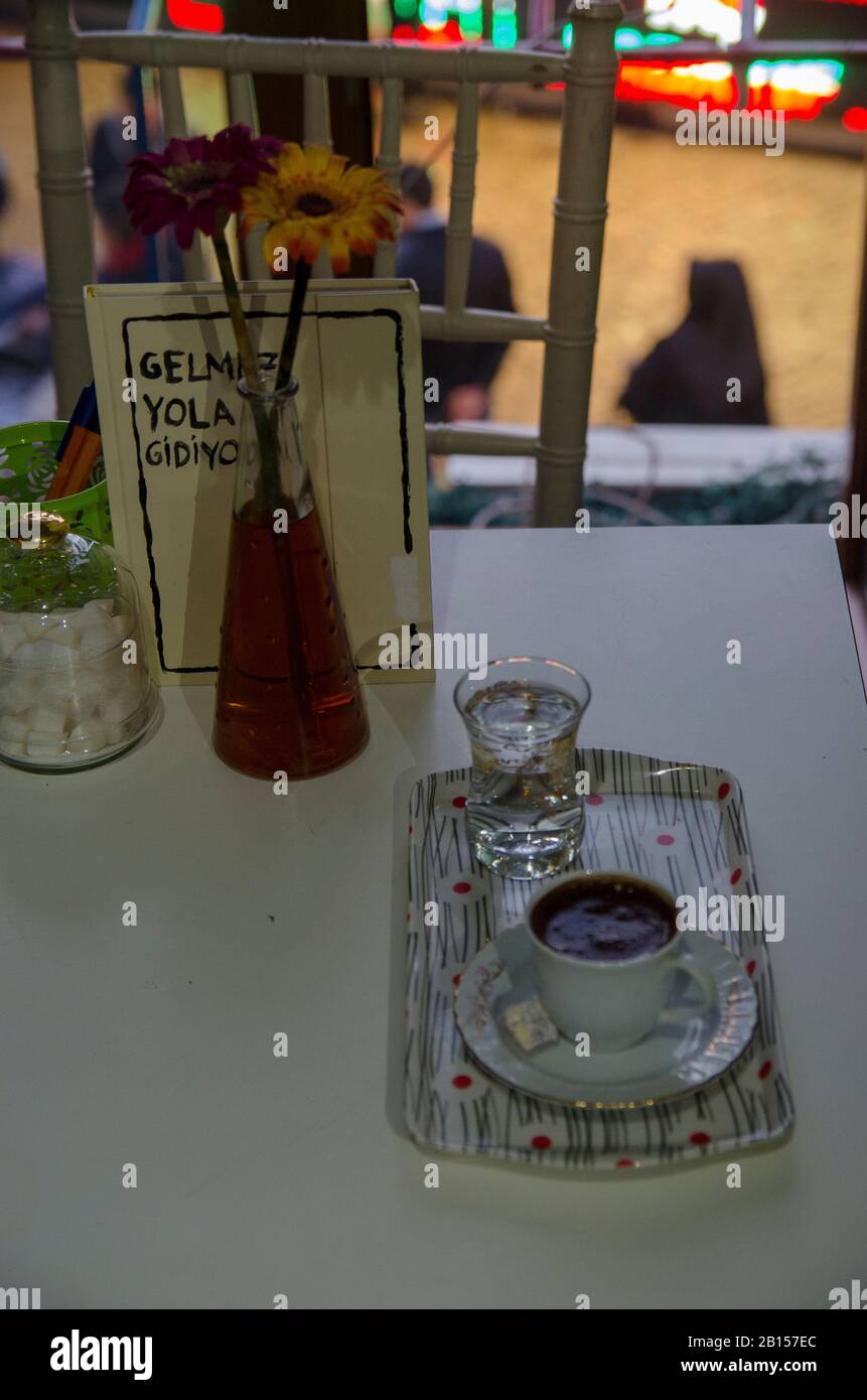 Turkish Coffee in Small Boutique Cafe Stock Photo - Alamy