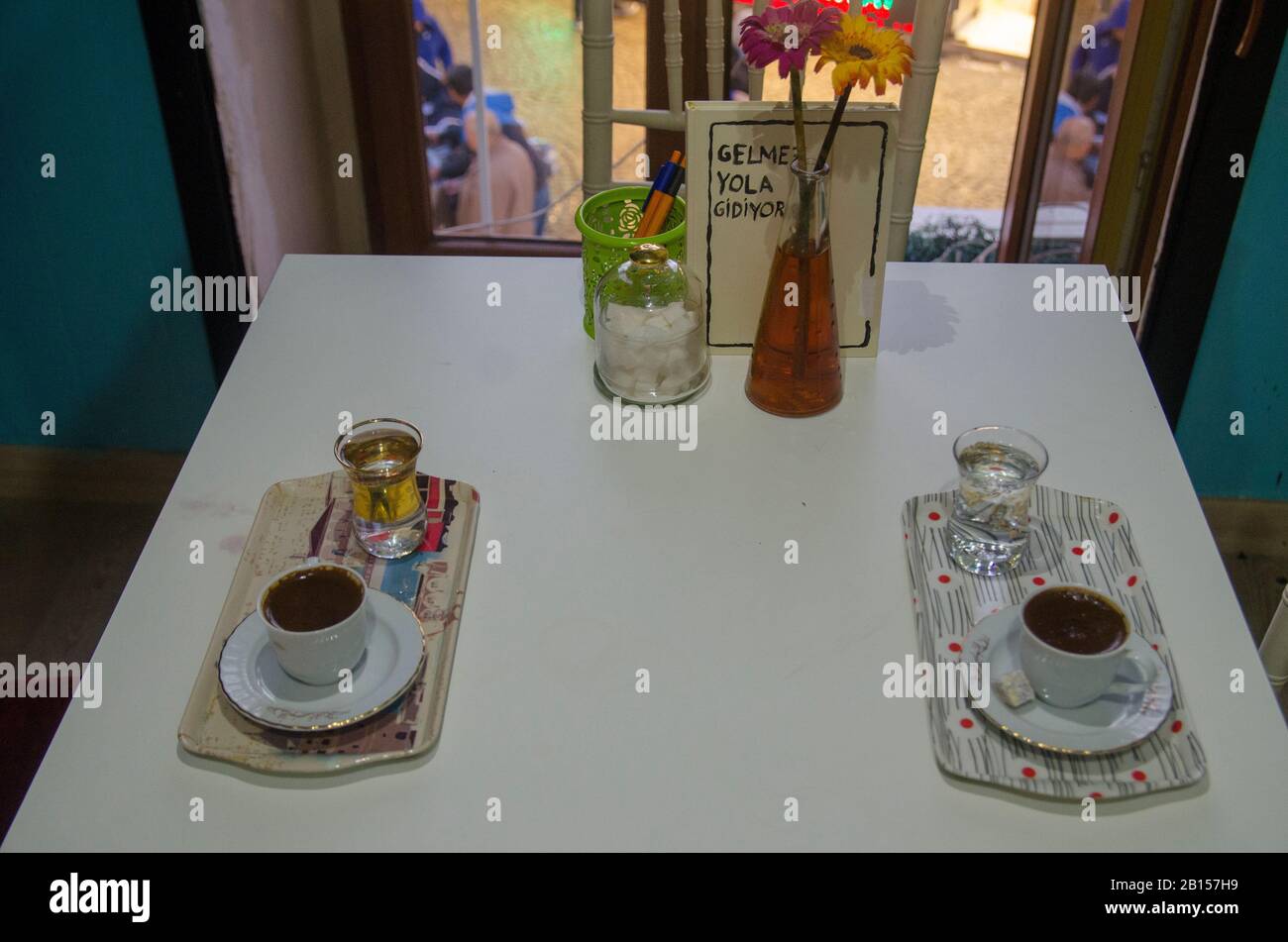 Turkish Coffee in Small Boutique Cafe Stock Photo - Alamy