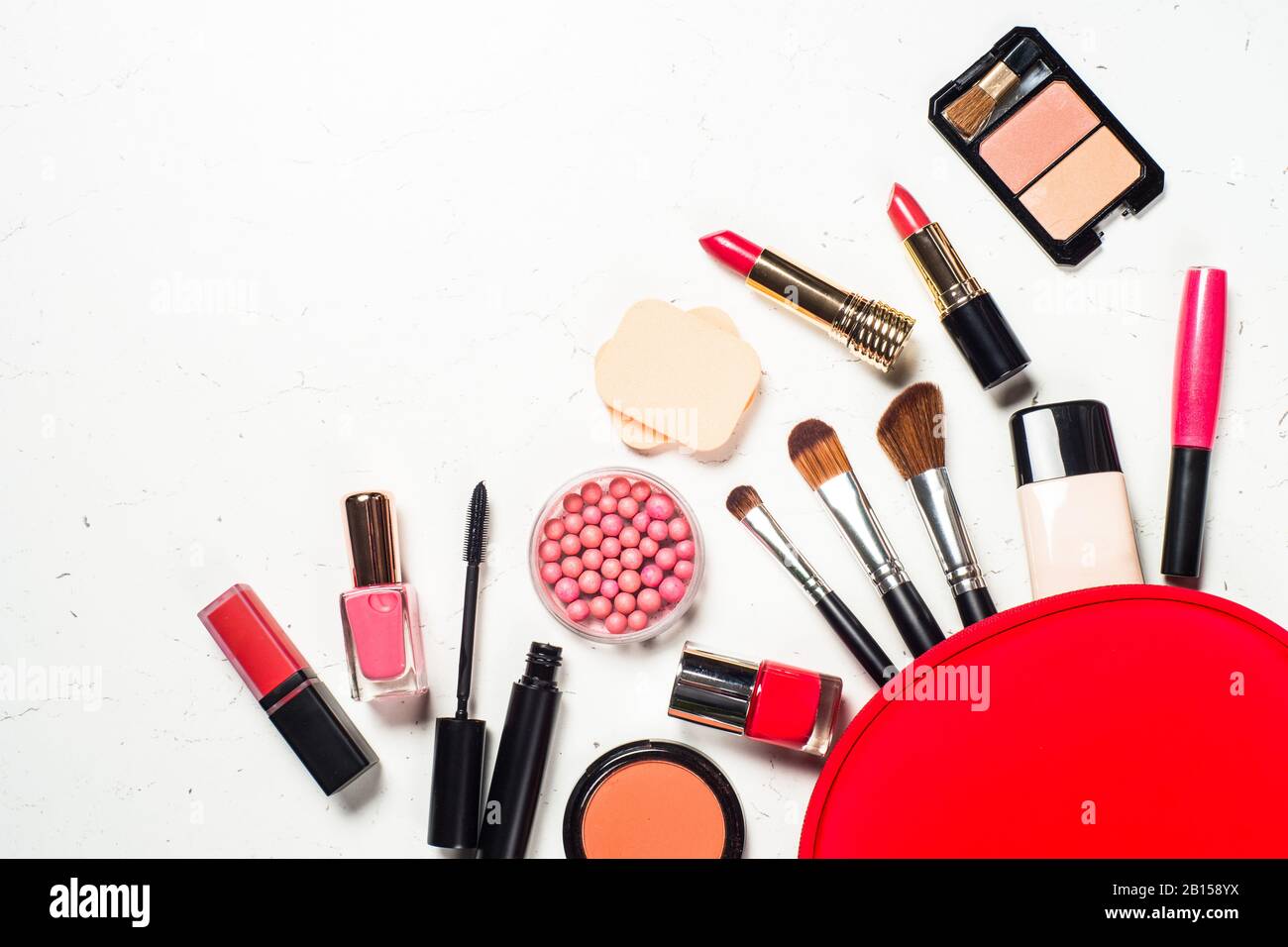 Makeup professional cosmetics on white background Stock Photo - Alamy