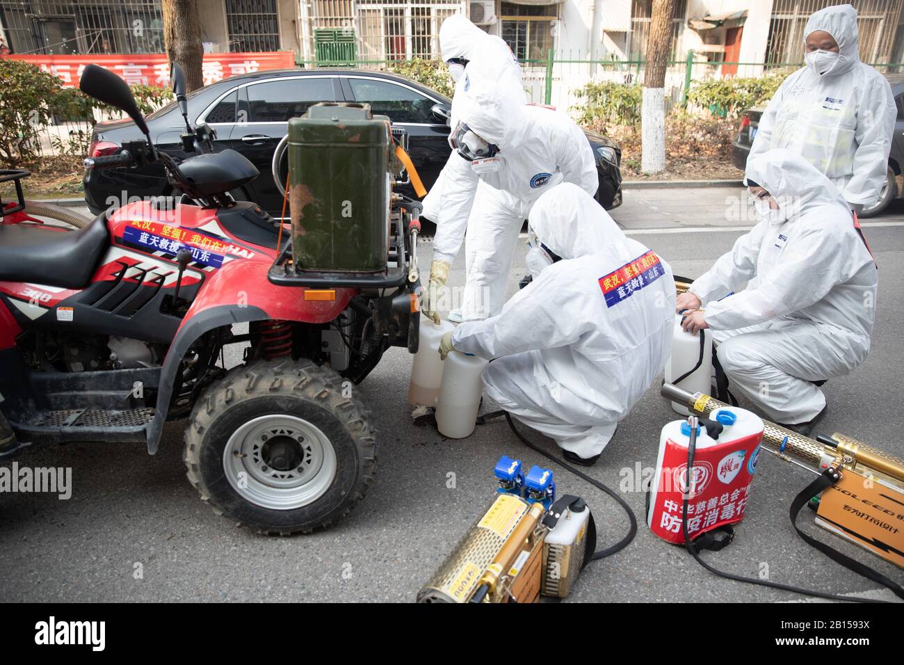 Volunteers disinfectant sprayers hi-res stock photography and images ...