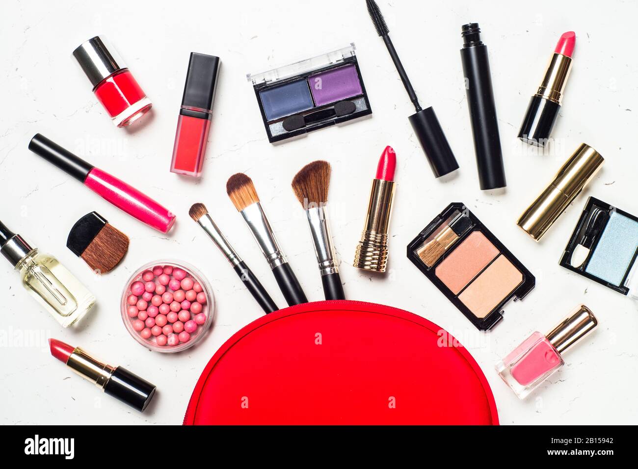 Makeup professional cosmetics on white background Stock Photo - Alamy