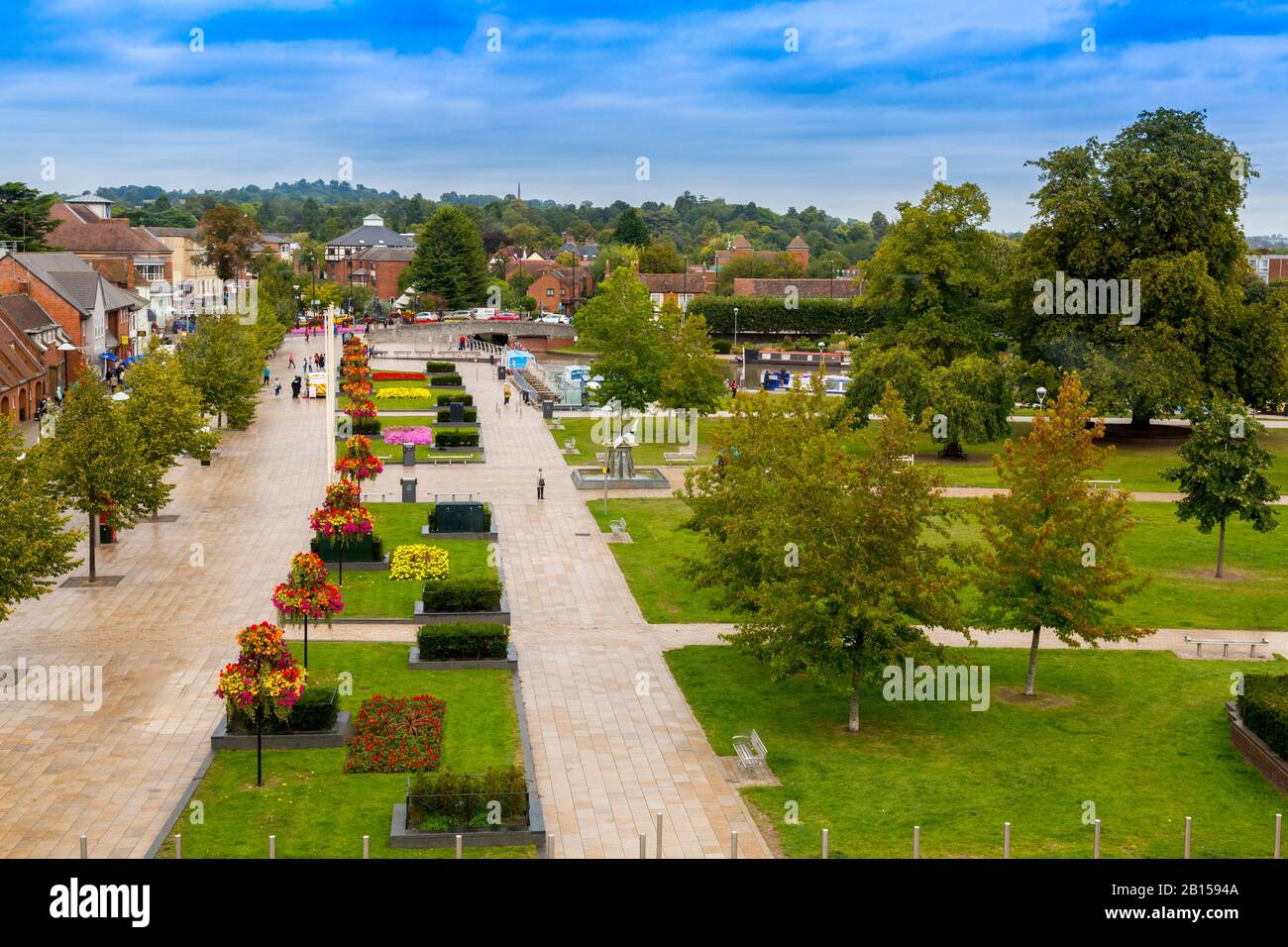 The colourful Waterside Gardens viewed from The Royal Shakespeare ...