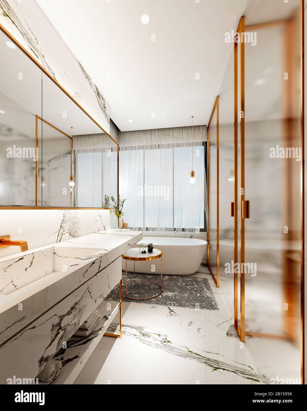3d render of modern luxury bathroom Stock Photo - Alamy