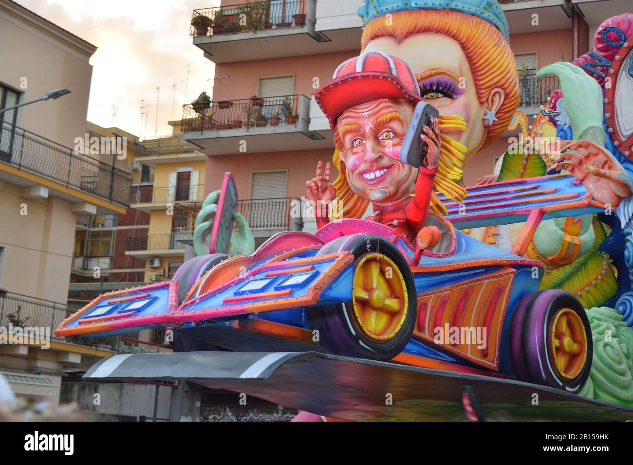 Acireale (CT), Italy - February 16, 2020: detail of a allegorical float ...
