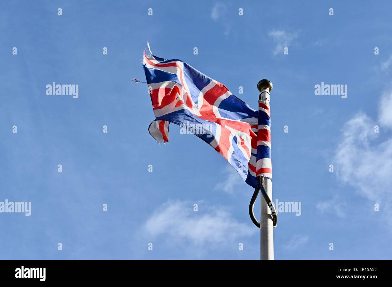 Union Jack flag flying in the wind Stock Photo - Alamy