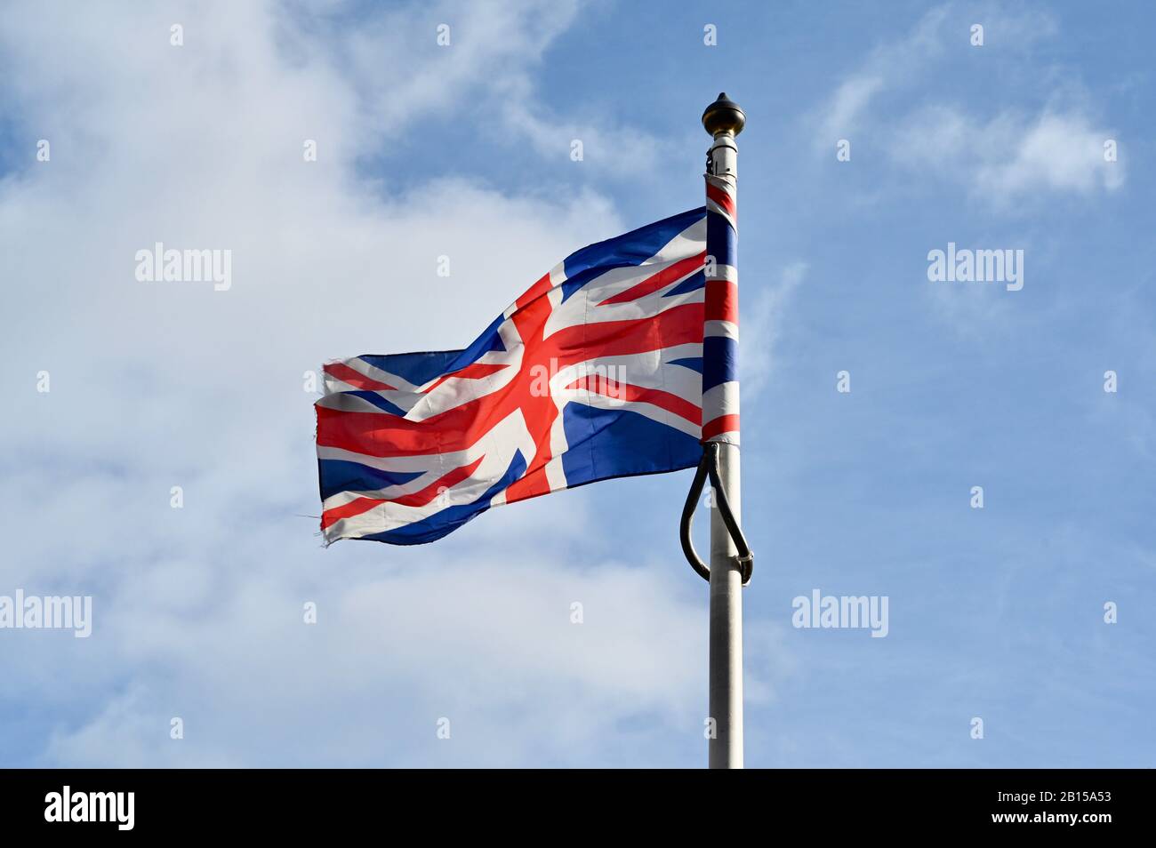 Union Jack flag flying in the wind Stock Photo - Alamy