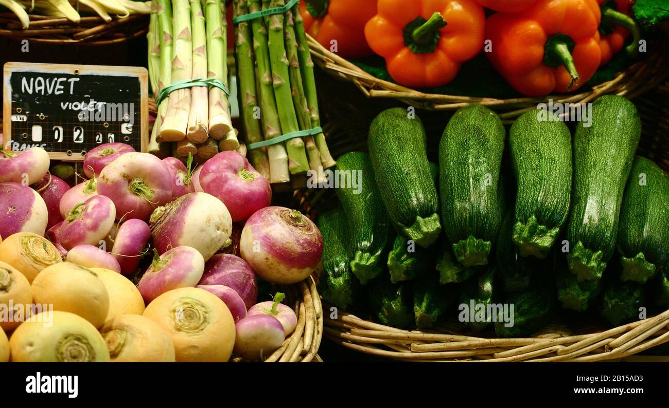 Vegetables for sale in a French market, Tours, France Stock Photo - Alamy
